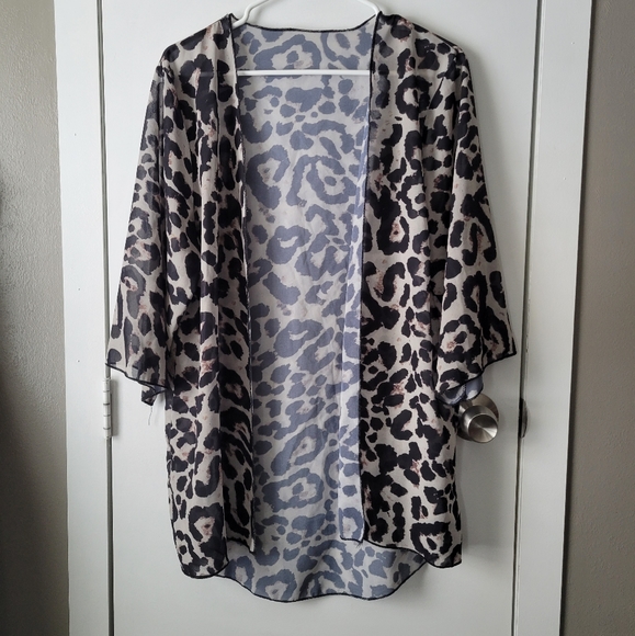 Tops | Sheer Leopard Print Kimono | Poshmark